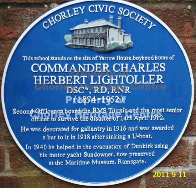 Charles Lightoller Blue Plaque | www.chorleyheritagecentre.co.uk